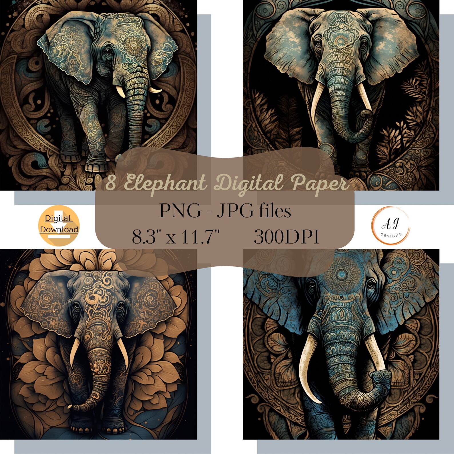 8 Elephant Wallpaper, Elephant Mandala, Elephant Paper, Elephant Art ...