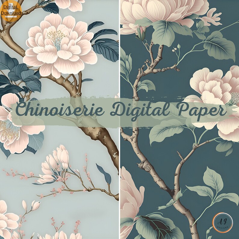 8 Colourful Chinoiserie Paper Chinoiserie Art Chinoiserie - Etsy