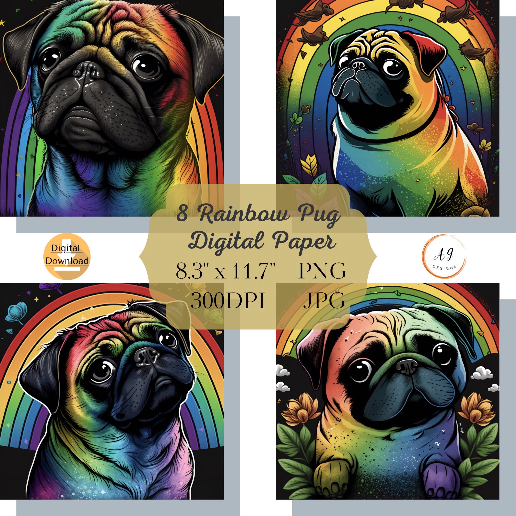 8 LGBTQ Digital Paper, LGBT Pride, Pride Month, Pride Flag, Rainbow ...