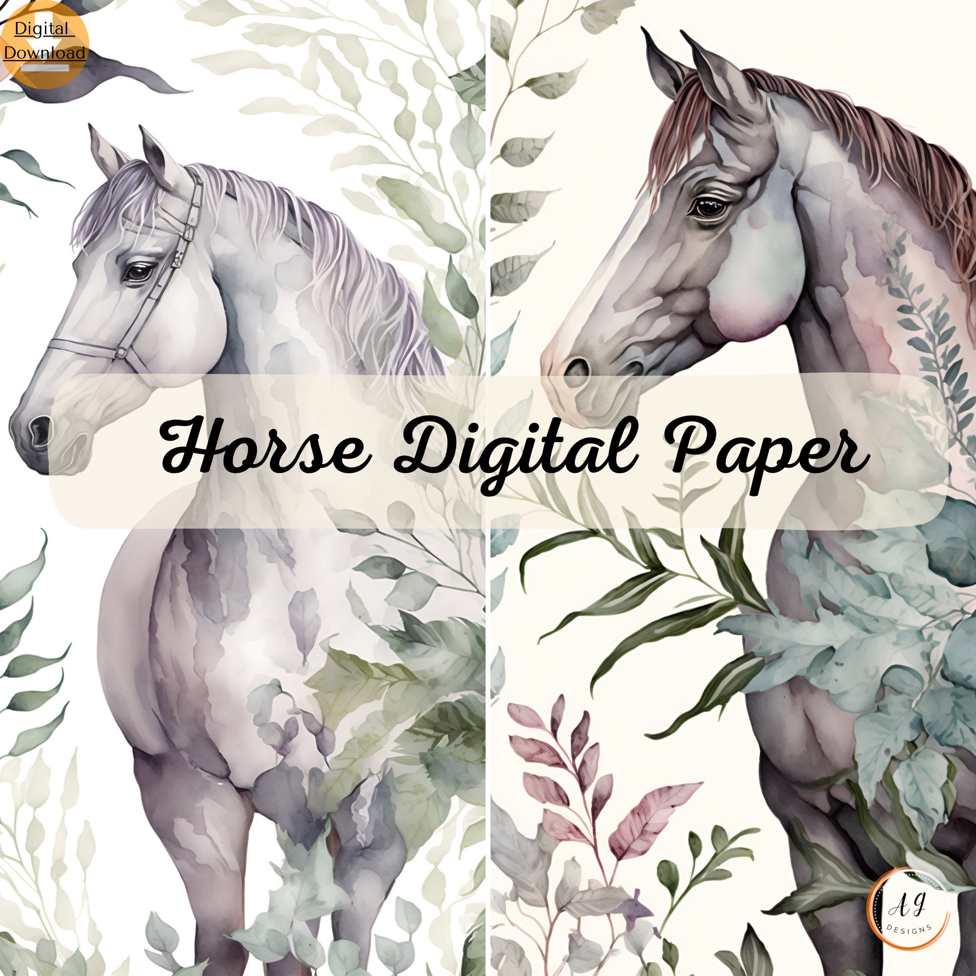 8 Horse Digital Paper Horse PNG Horse Printable Horse - Etsy