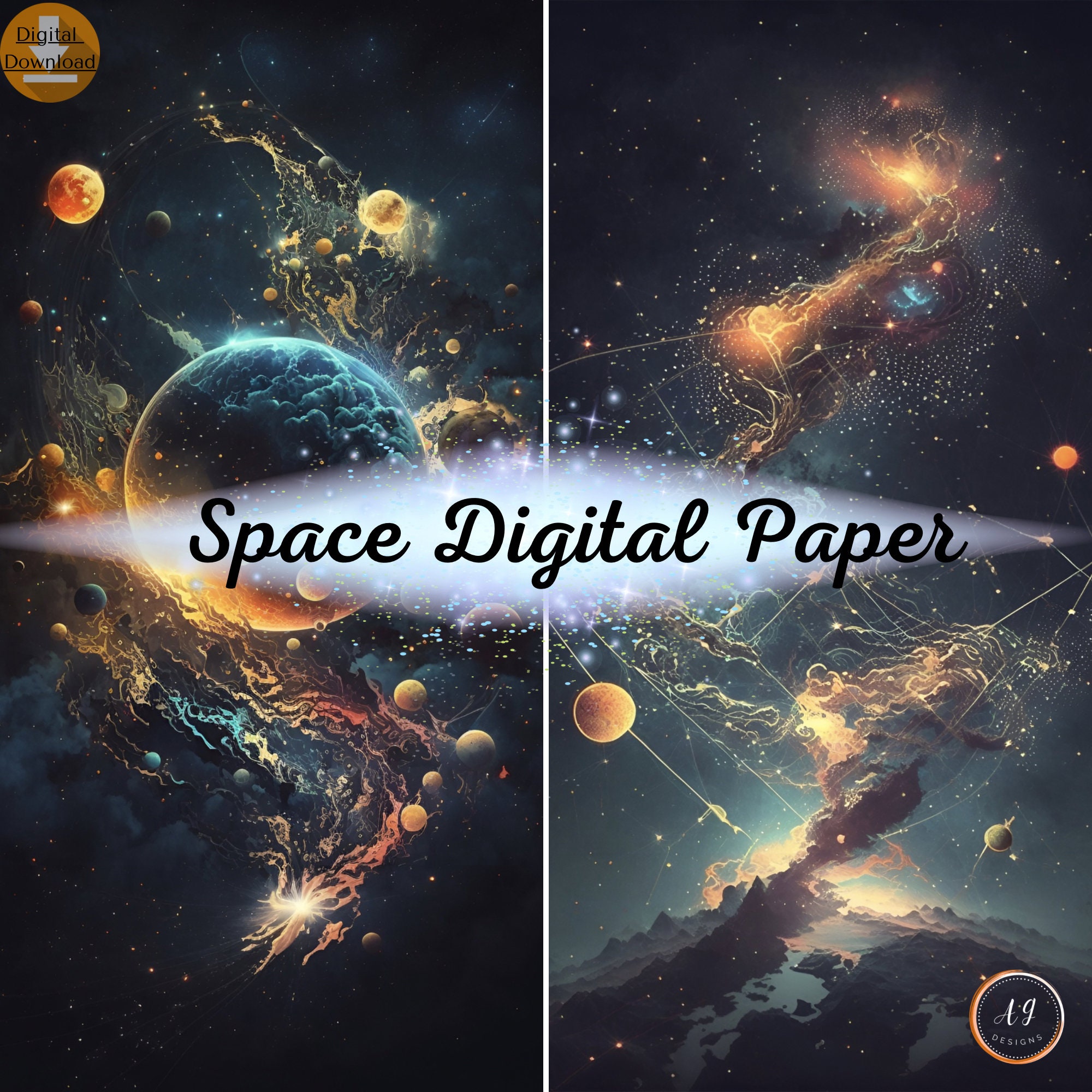 8 Space Digital Paper, Outer Space, Galaxy Digital Paper, Galaxy ...