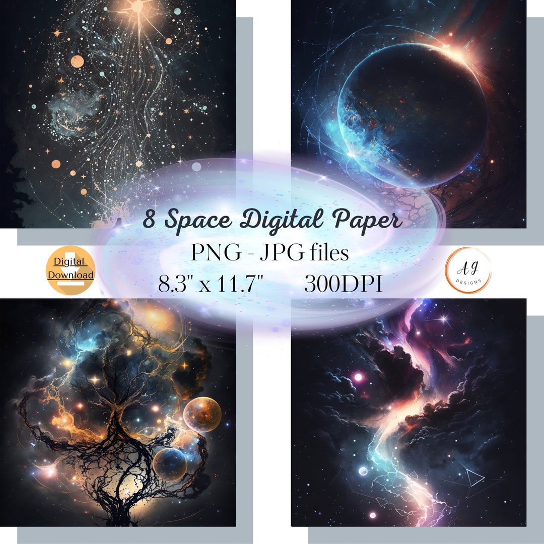 8 Space Digital Paper, Outer Space, Galaxy Digital Paper, Galaxy ...