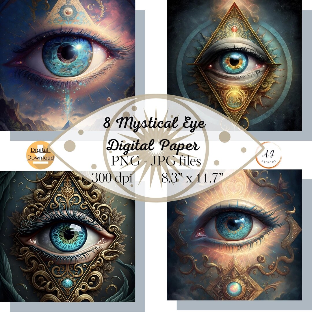 8 Mystical Pattern, Tarot Cards Digital, Scrapbook Paper, Digital Paper ...