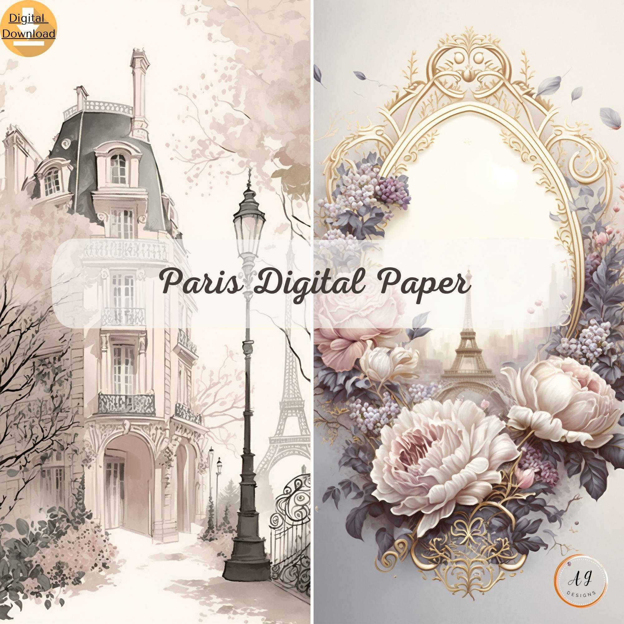 12 Paris Motif Eiffel Tower Parisian Paris Digital Paper - Etsy