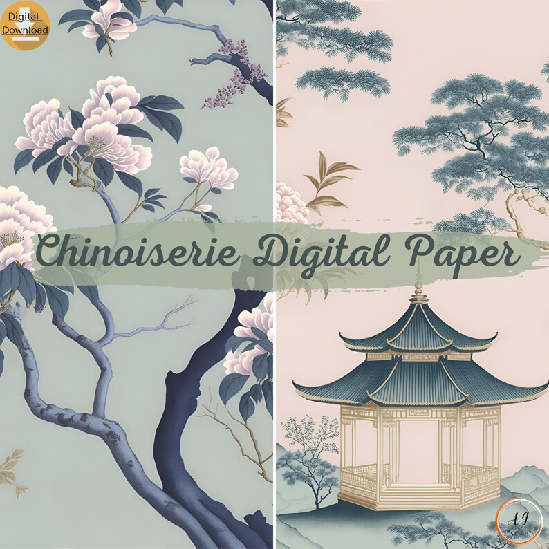8 Colourful Chinoiserie Paper Chinoiserie Art Chinoiserie - Etsy