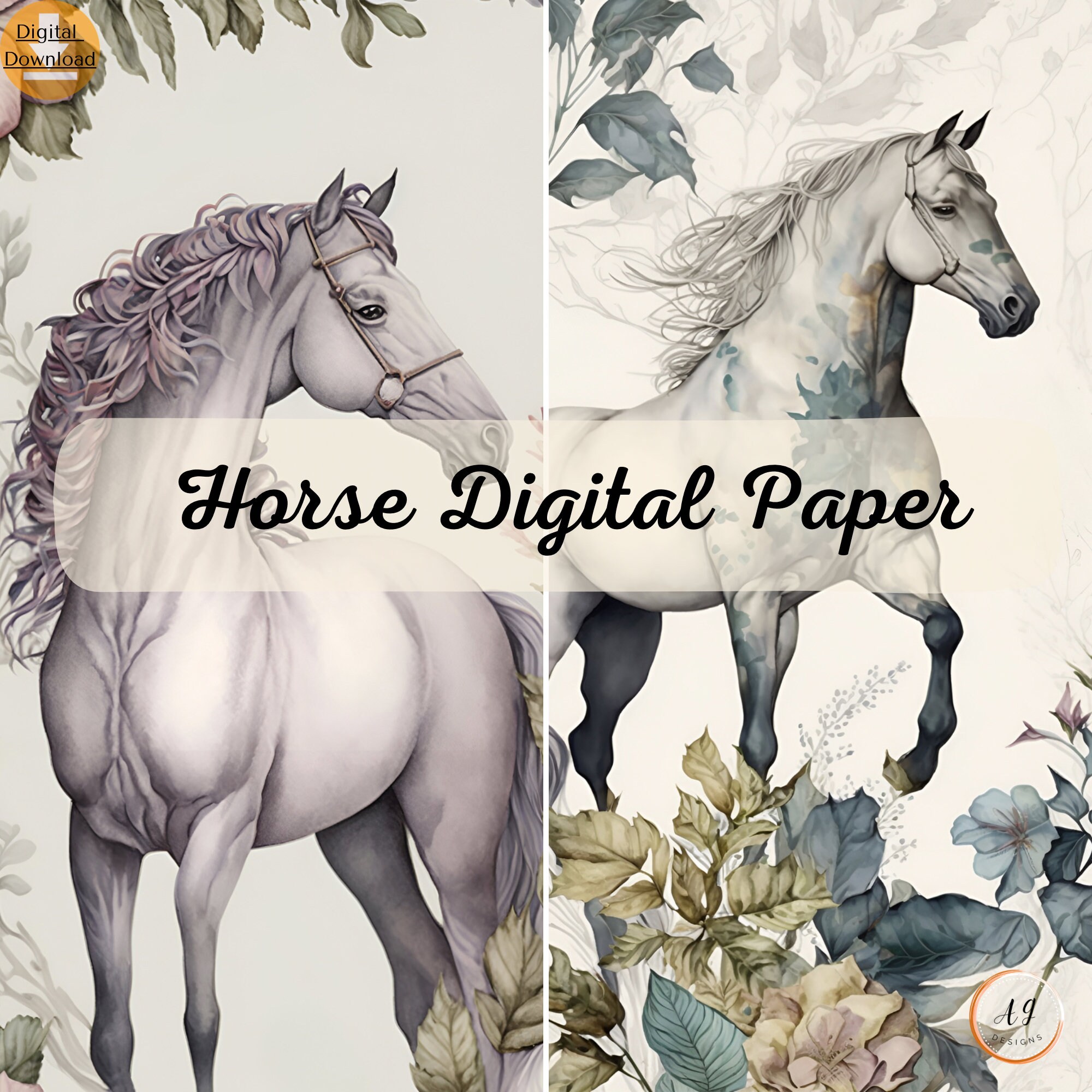 8 Horse Digital Paper, Horse PNG, Horse Printable, Horse Designs, Horse ...