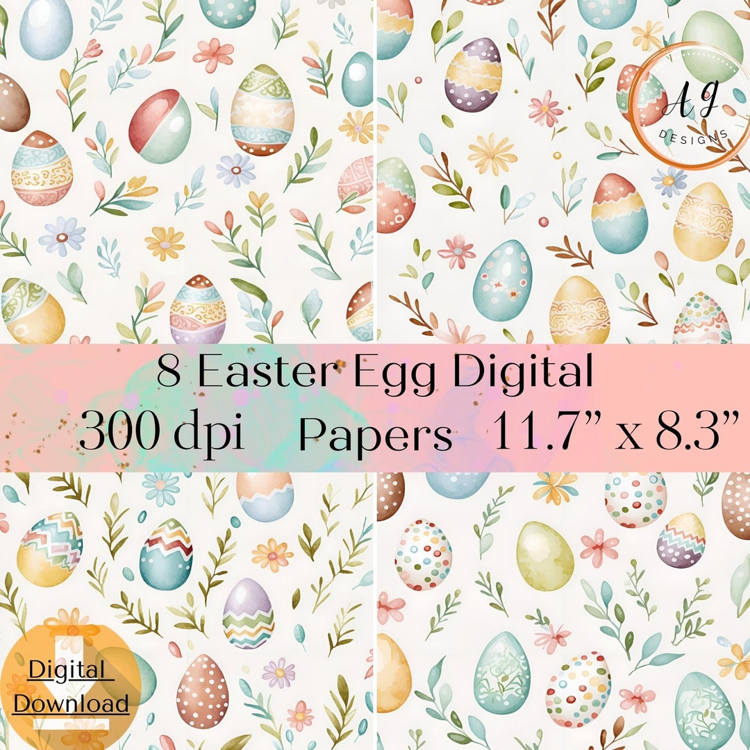 8 Easter Egg Watercolor Digital Papers Bundle for Decoupage - Etsy Hong ...