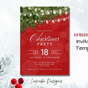 EDITABLE Christmas Party Invitation Template, Christmas Invitation ...