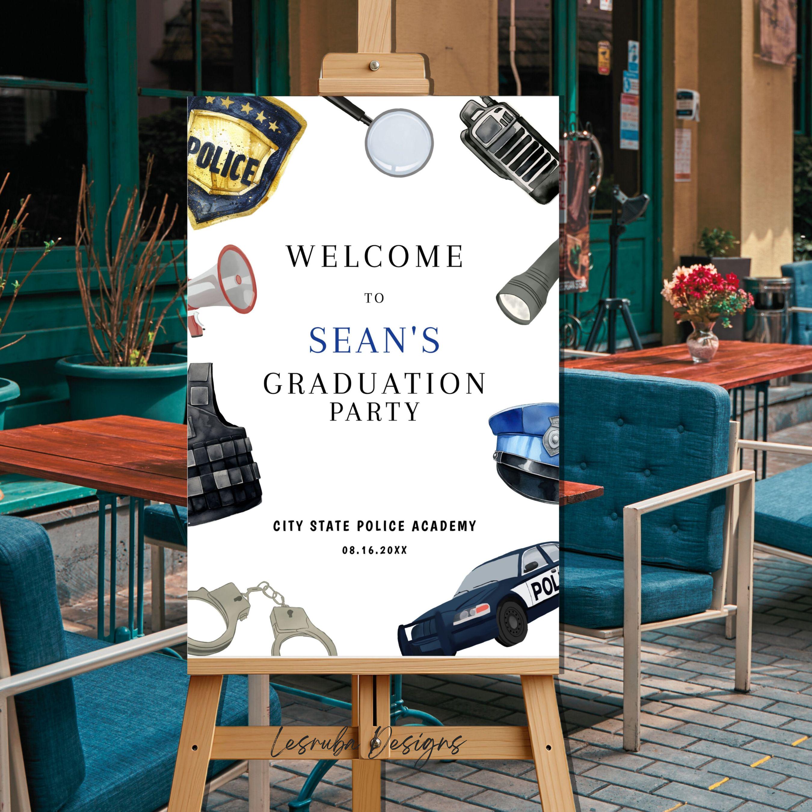 Police Graduation Welcome Sign, Police Academy Grad Party Poster ...