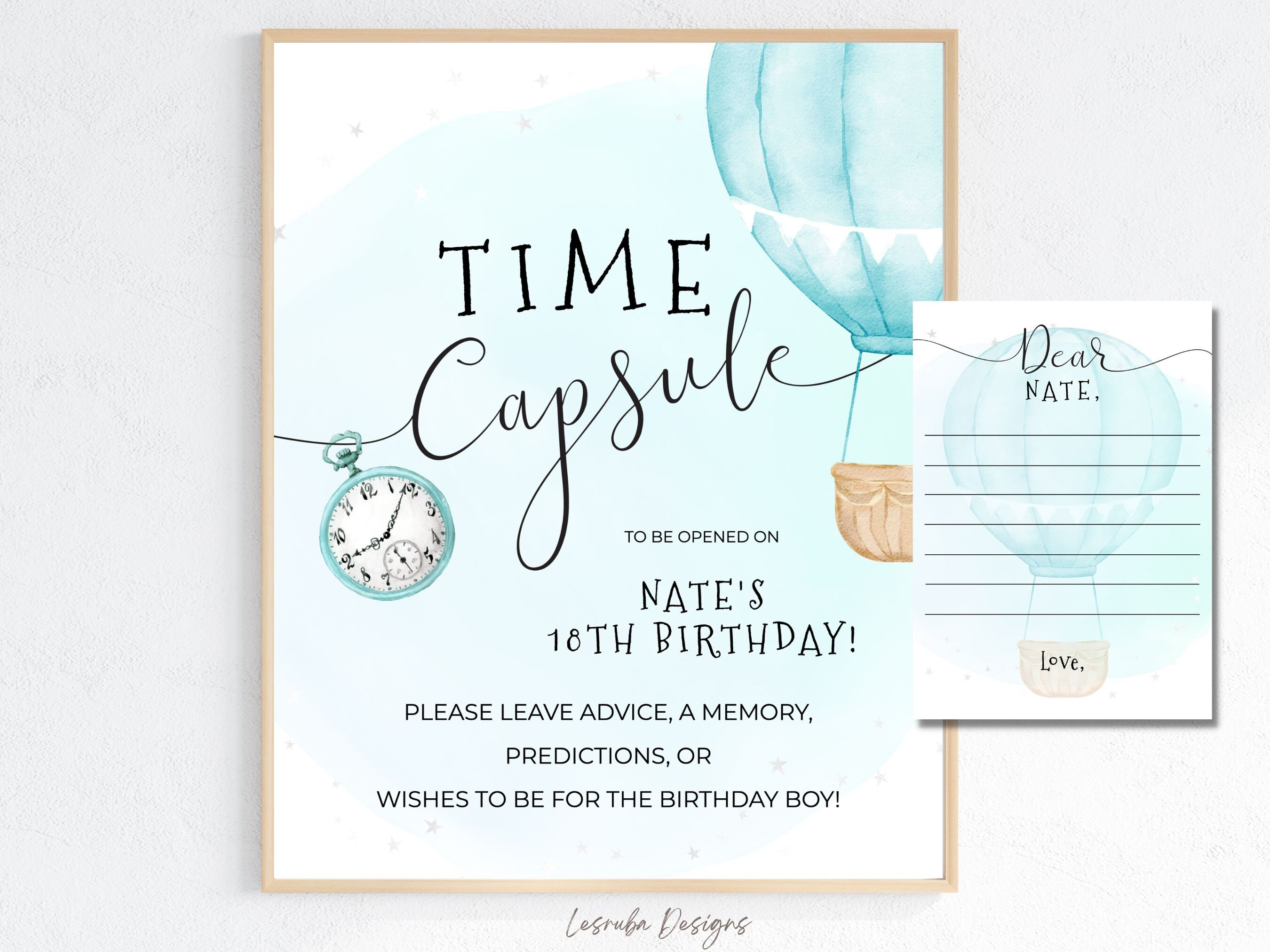 Onederful 1st Birthday Time Capsule Template Blue First Birthday Boy ...