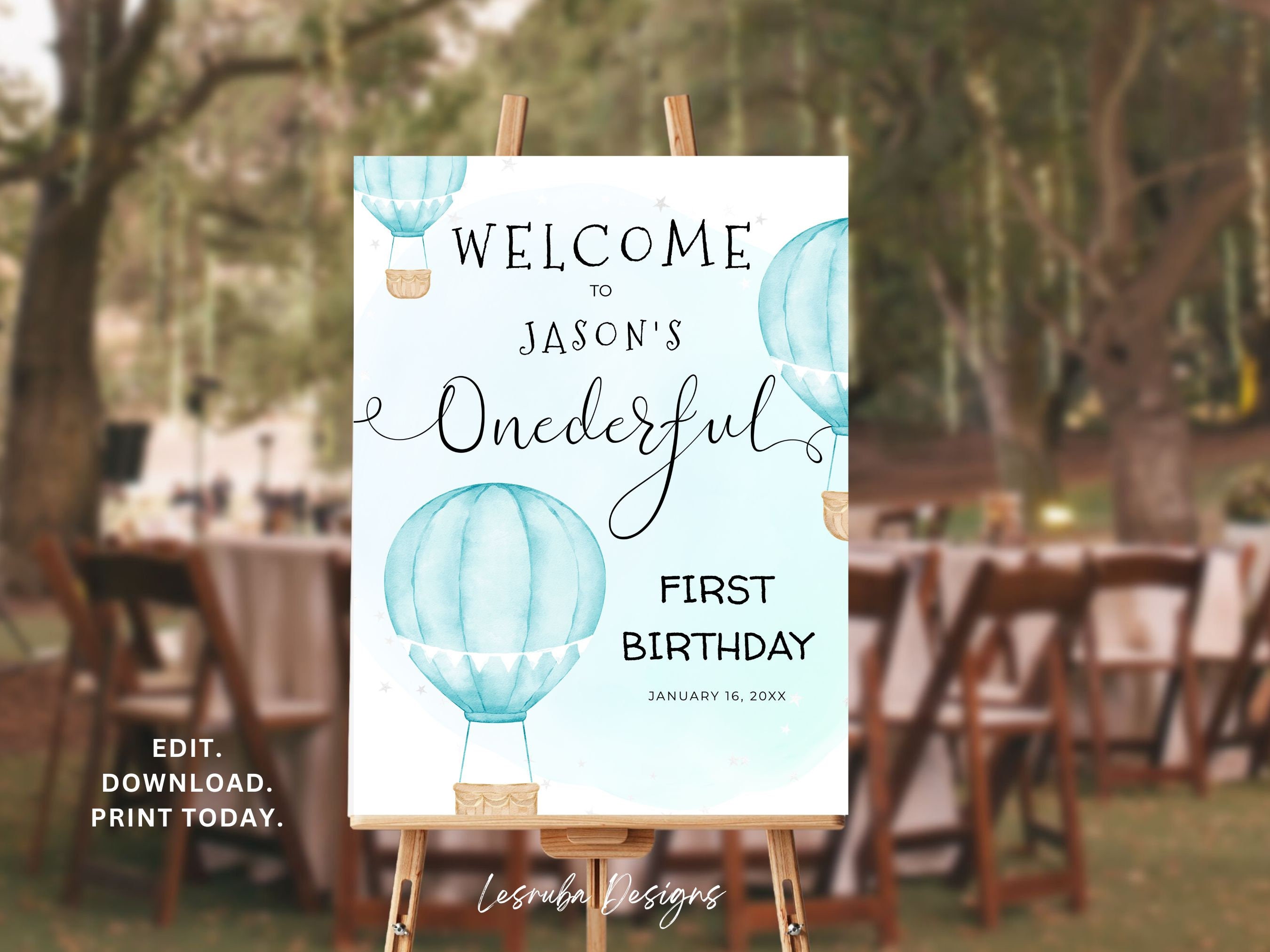 Boys 1st Birthday Welcome Poster Onederful World Birthday Sign First ...
