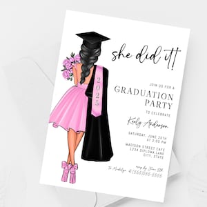 She Did It Graduation Party Invitation, Editable Template Graduation ...