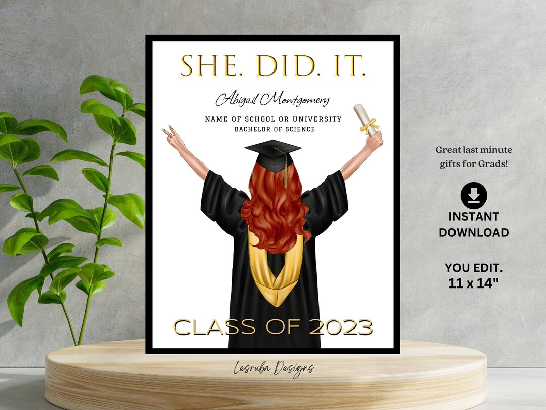 Personalized Graduation Print, She Did It Graduation Gift, Graduation ...