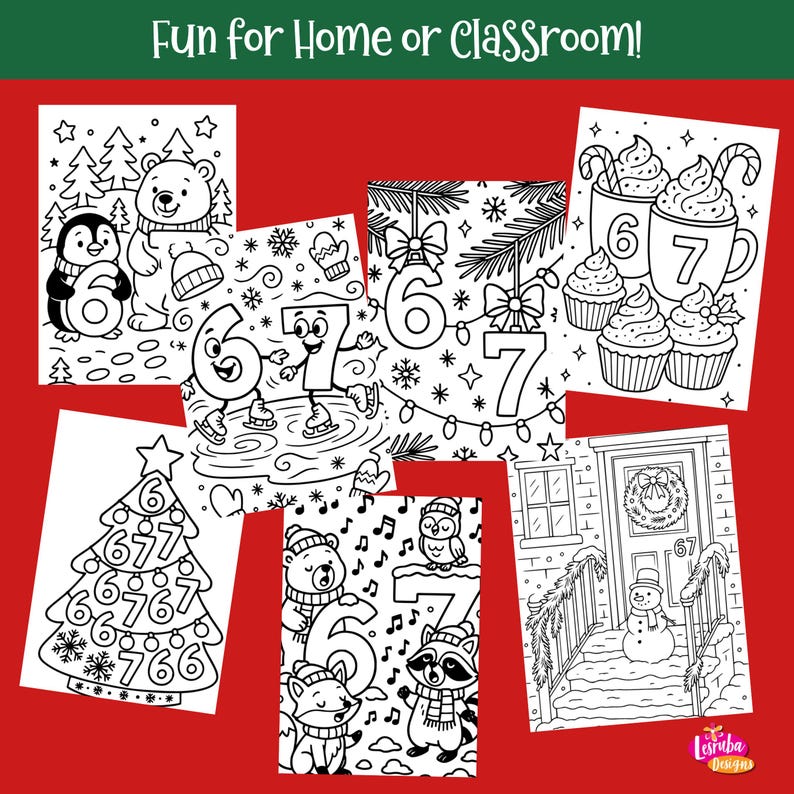 6-7 Christmas Coloring Sheets, 6 7 Holiday Coloring Pages, Six Seven ...