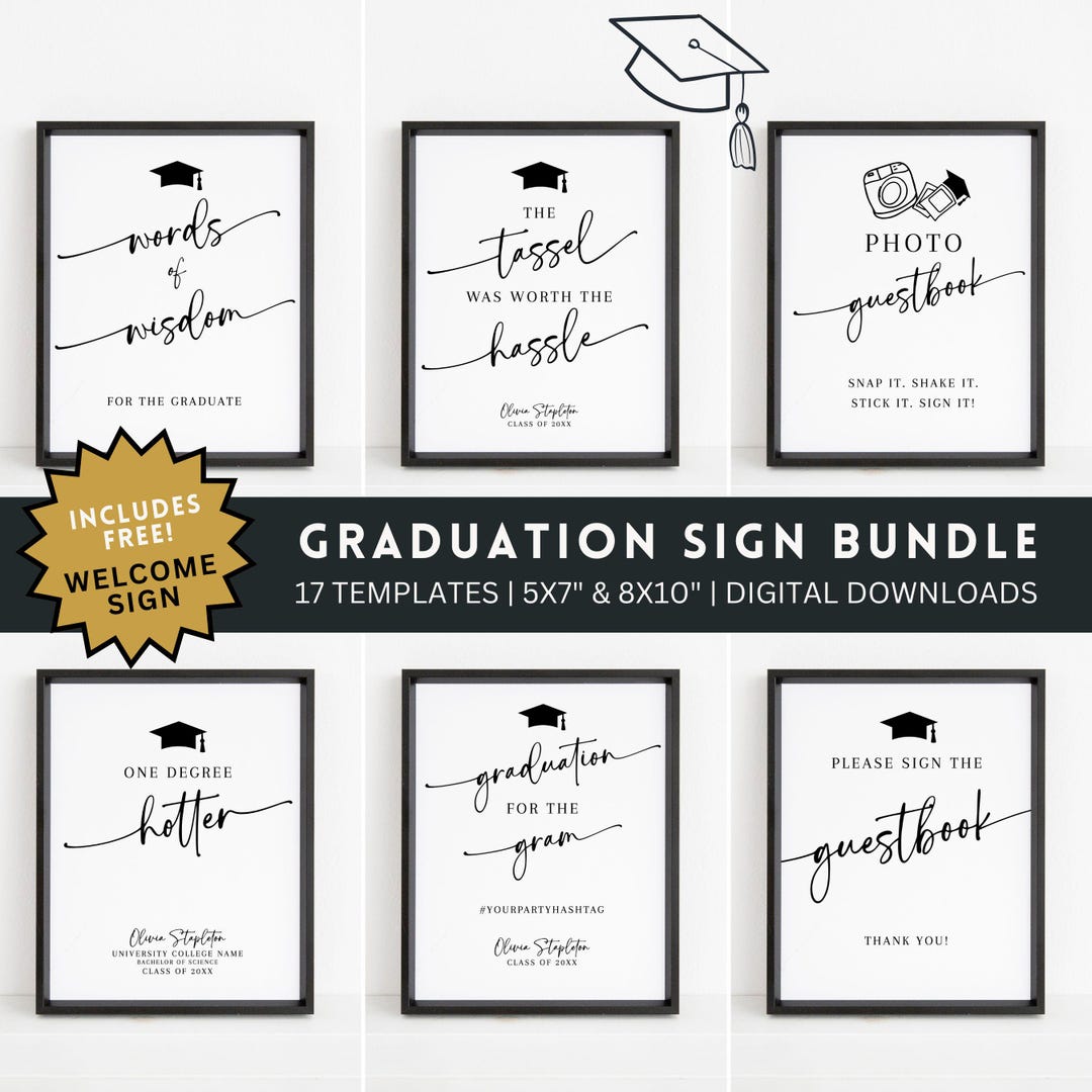Editable Graduation Table Signs, Grad Party Decor Printable Bundle ...