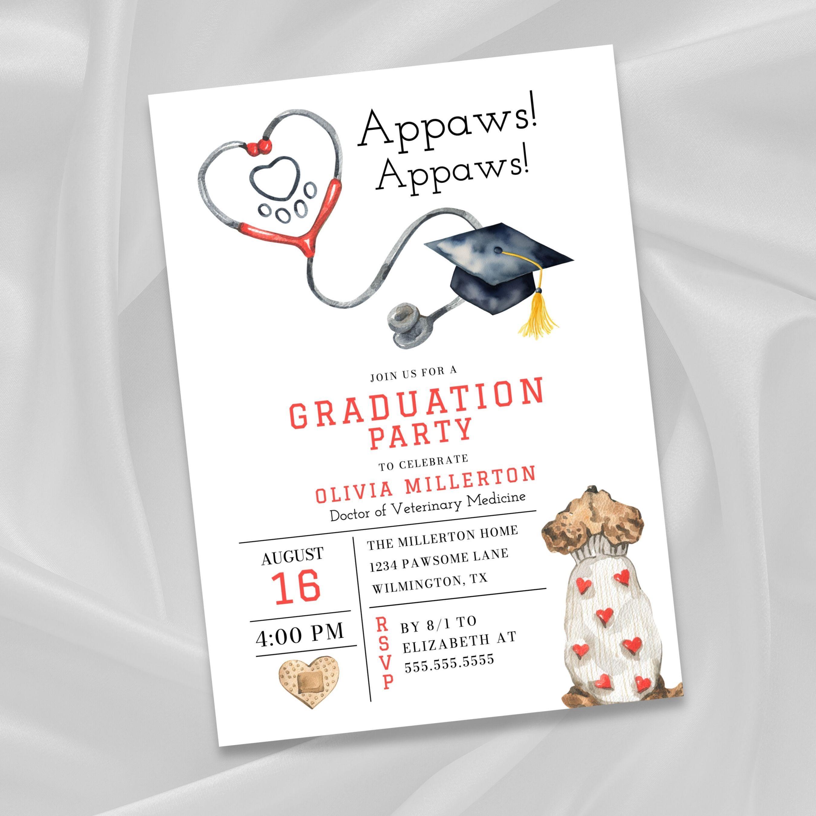 Veterinary Graduation Invitation, Veterinarian DVM School Graduation ...