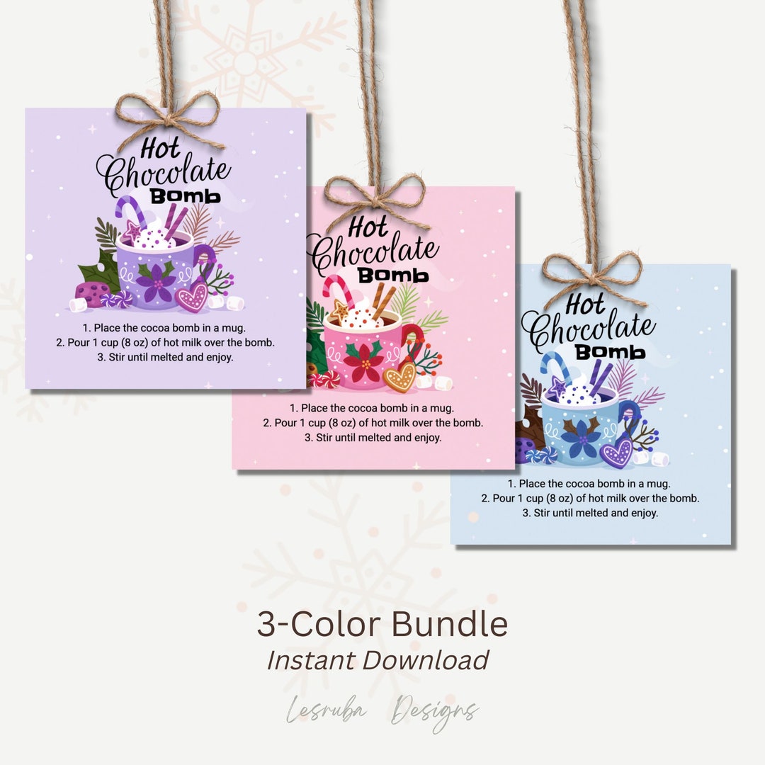 Printable Hot Cocoa Bomb Tag Holiday Hot Chocolate Bomb - Etsy