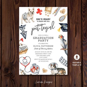 Veterinary Graduation Invitation, Veterinarian DVM School Graduation ...