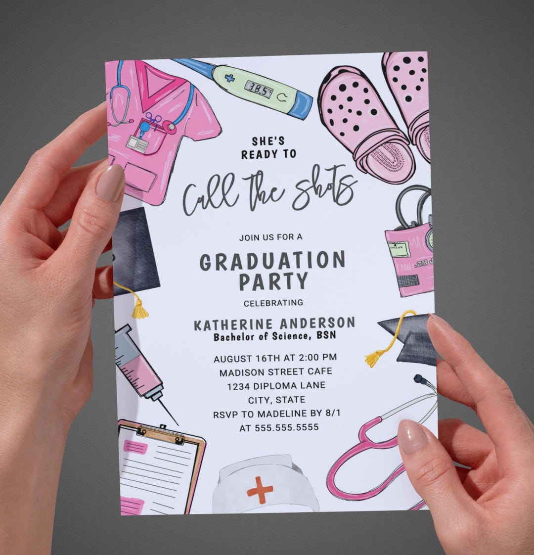 She's Ready to Call the Shots Nurse Graduation Invitation, Nursing ...