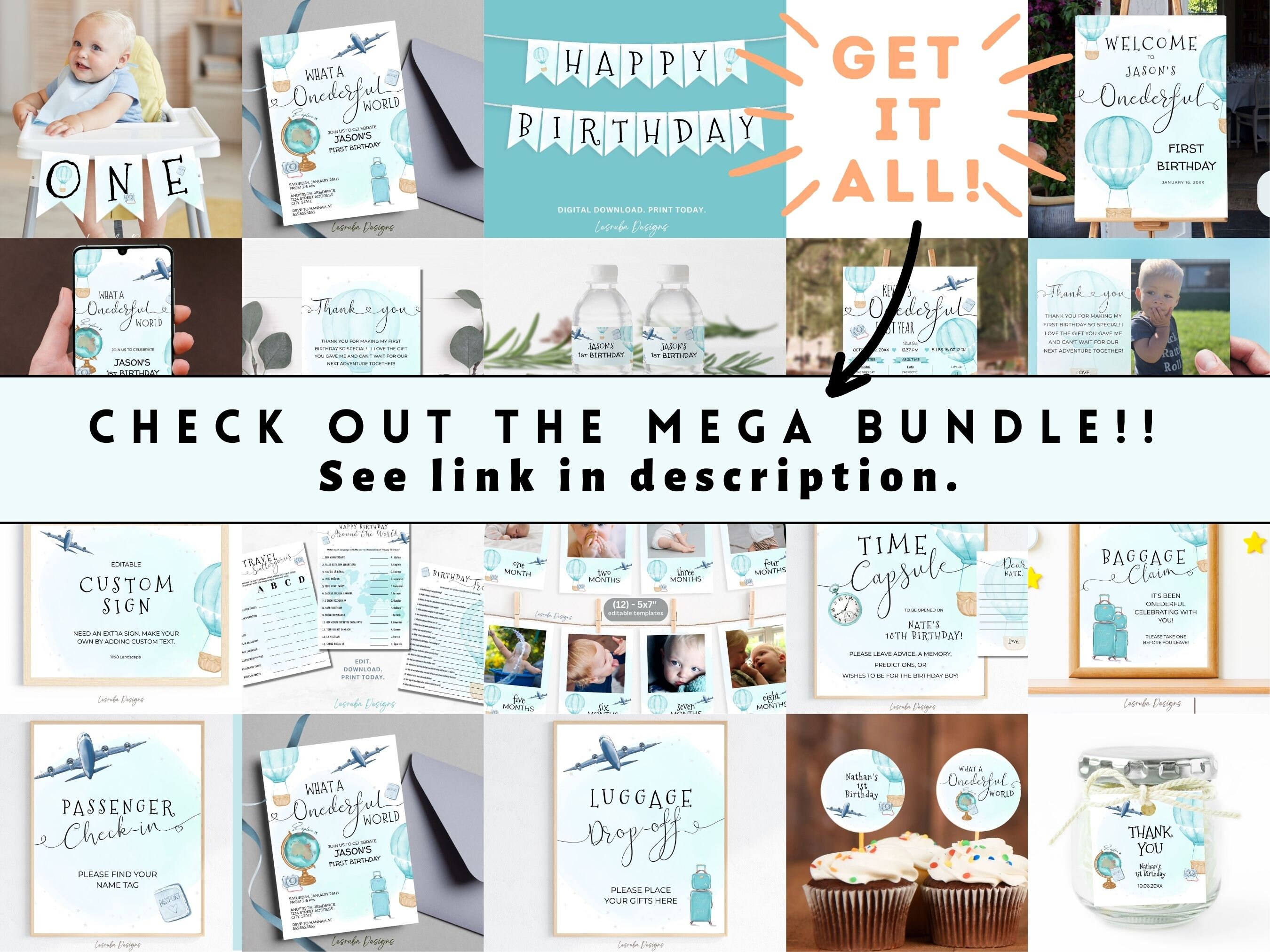 Boys 1st Birthday Welcome Poster Onederful World Birthday Sign First ...