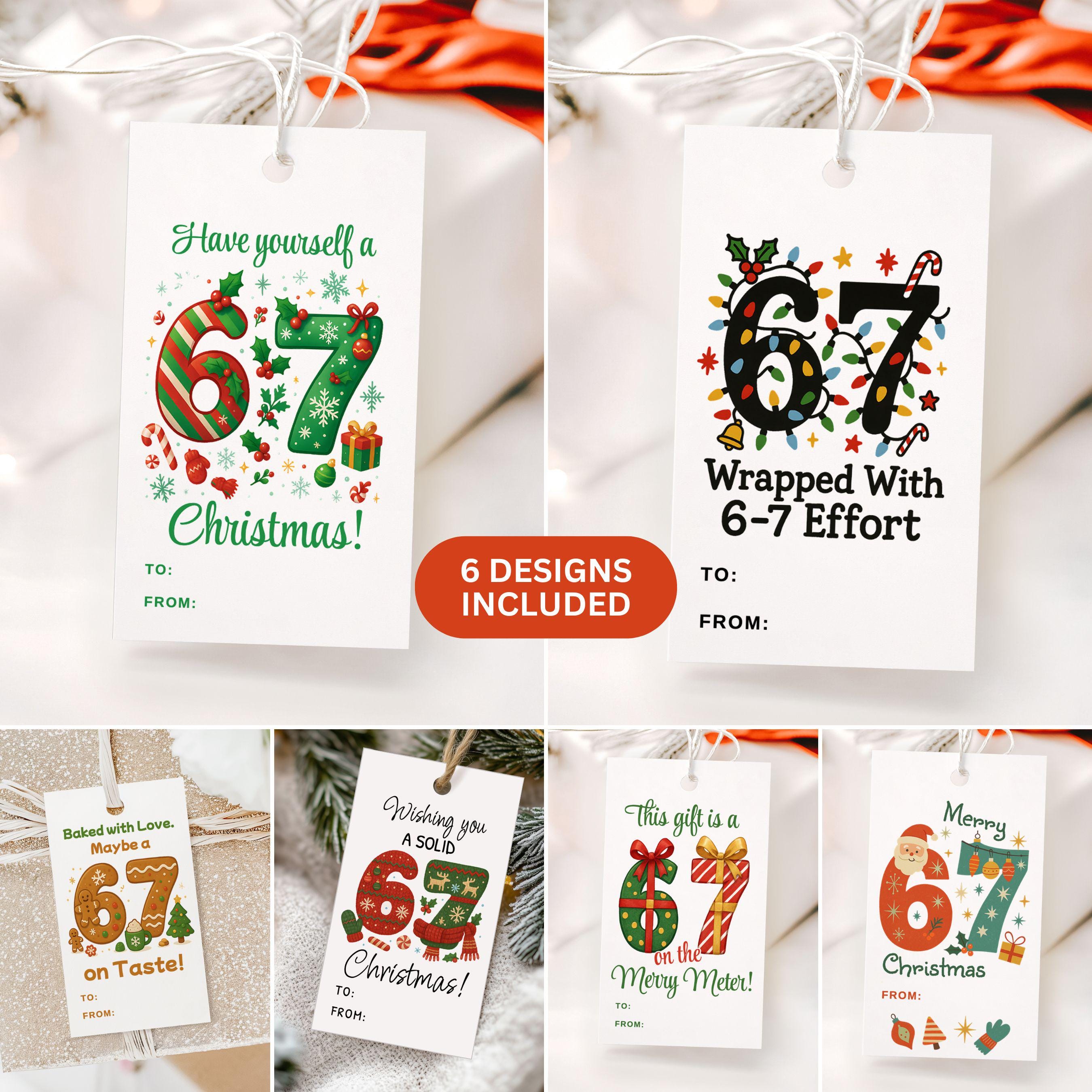6-7 Christmas Gift Tag Set, Six Seven Holiday Tags, Instant Download ...