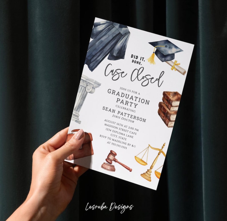 Law School Graduation Party Invitation, Juris Doctor Grad Party Invite ...
