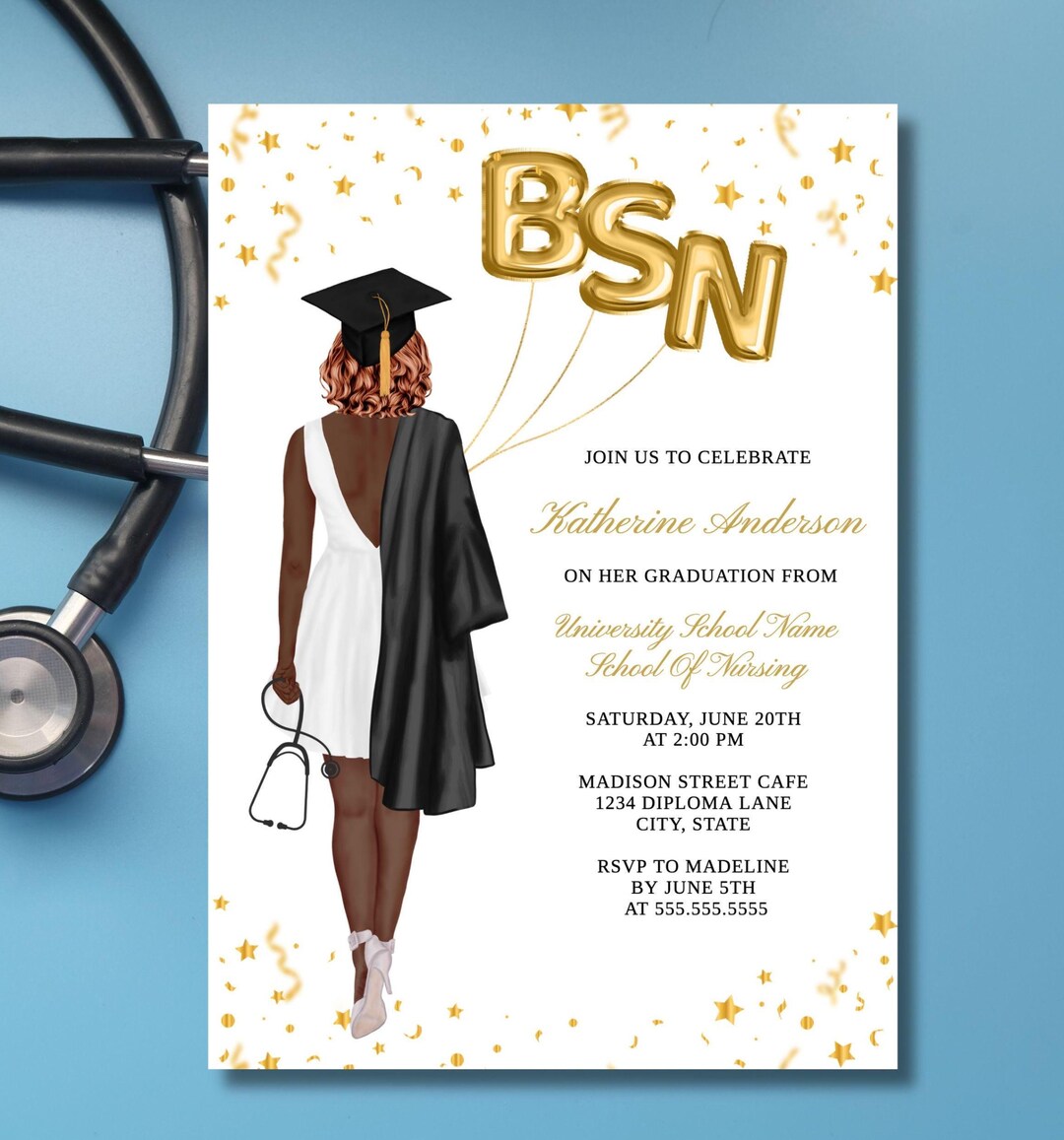 Nurse Graduation Invitation, BSN Nurse Invitation, Nursing School ...
