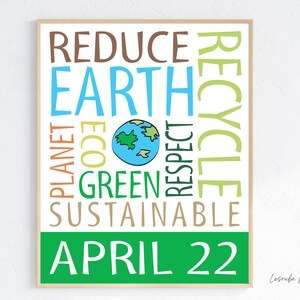 Earth Day Poster, Earth Day Printable Wall Art, Earth Day School ...