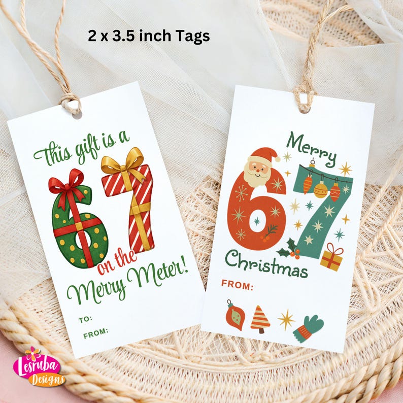 6-7 Christmas Gift Tag Set, Six Seven Holiday Tags, Instant Download ...
