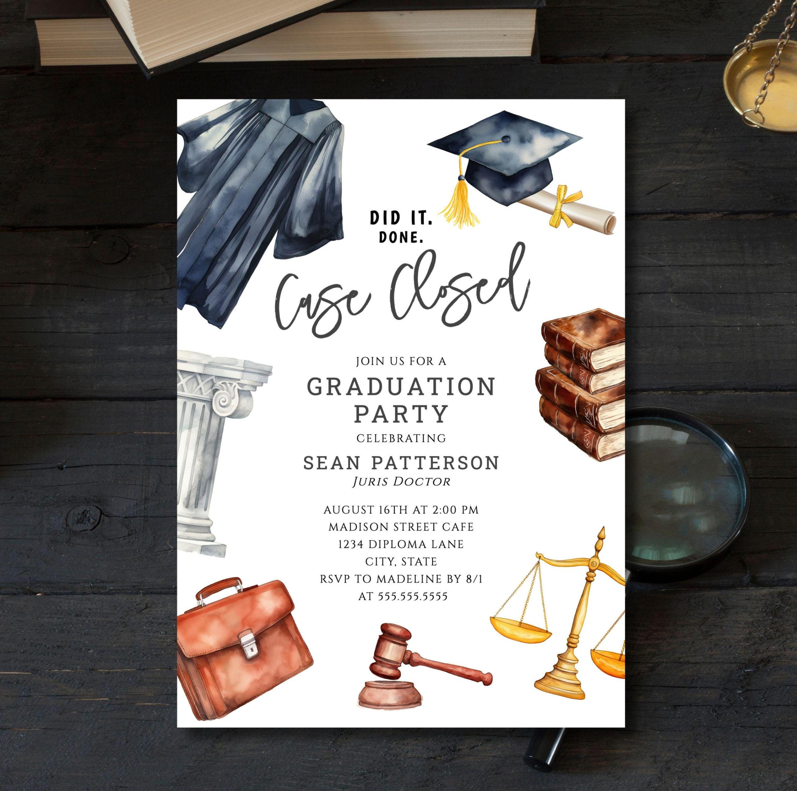 Law School Graduation Party Invitation, Juris Doctor Grad Party Invite ...