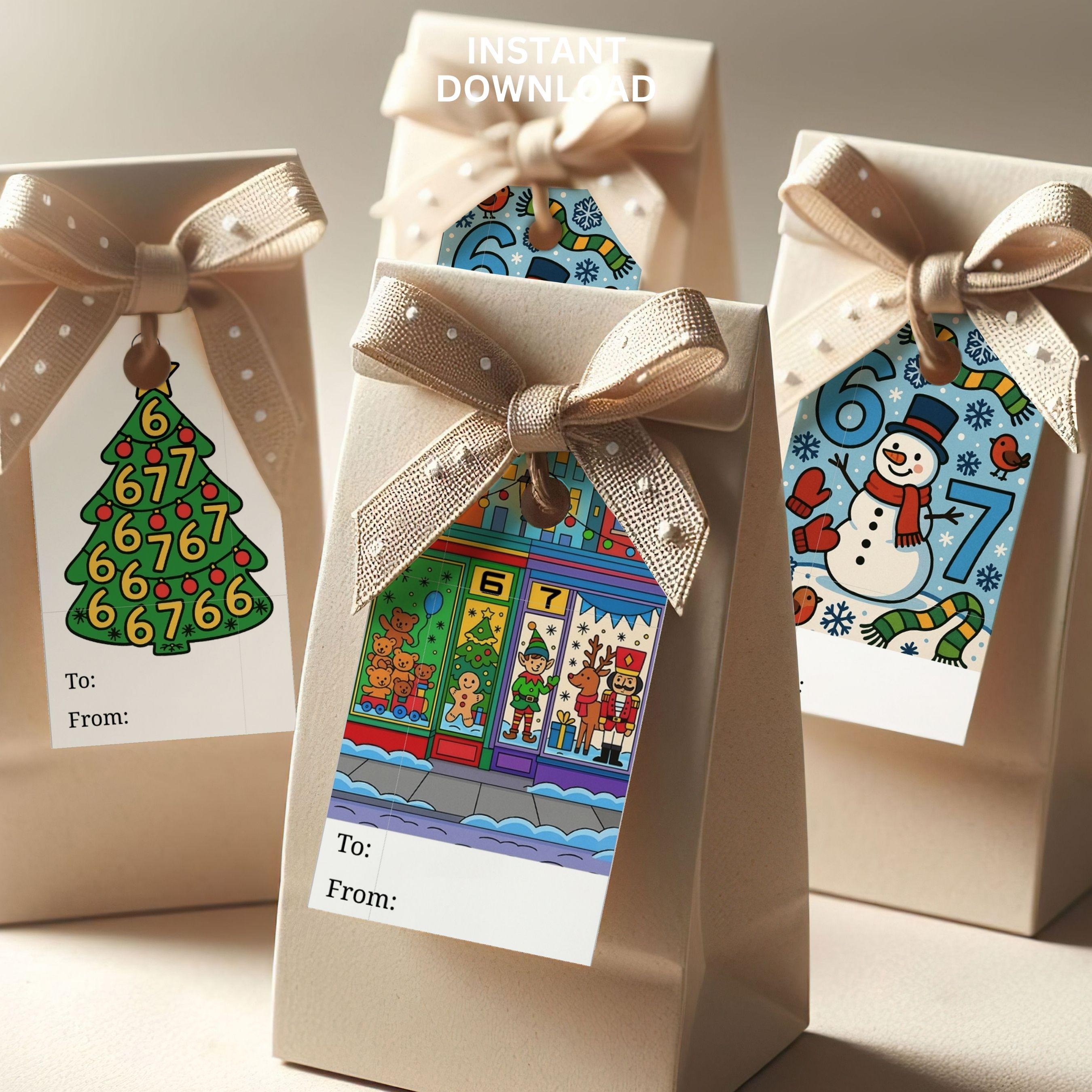6 7 Holiday Gift Tags, Student Classroom Christmas 6-7 Favor Tags ...