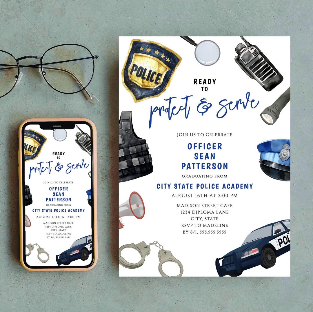 Police Graduation Party Invitation, Police Officer Graduation ...