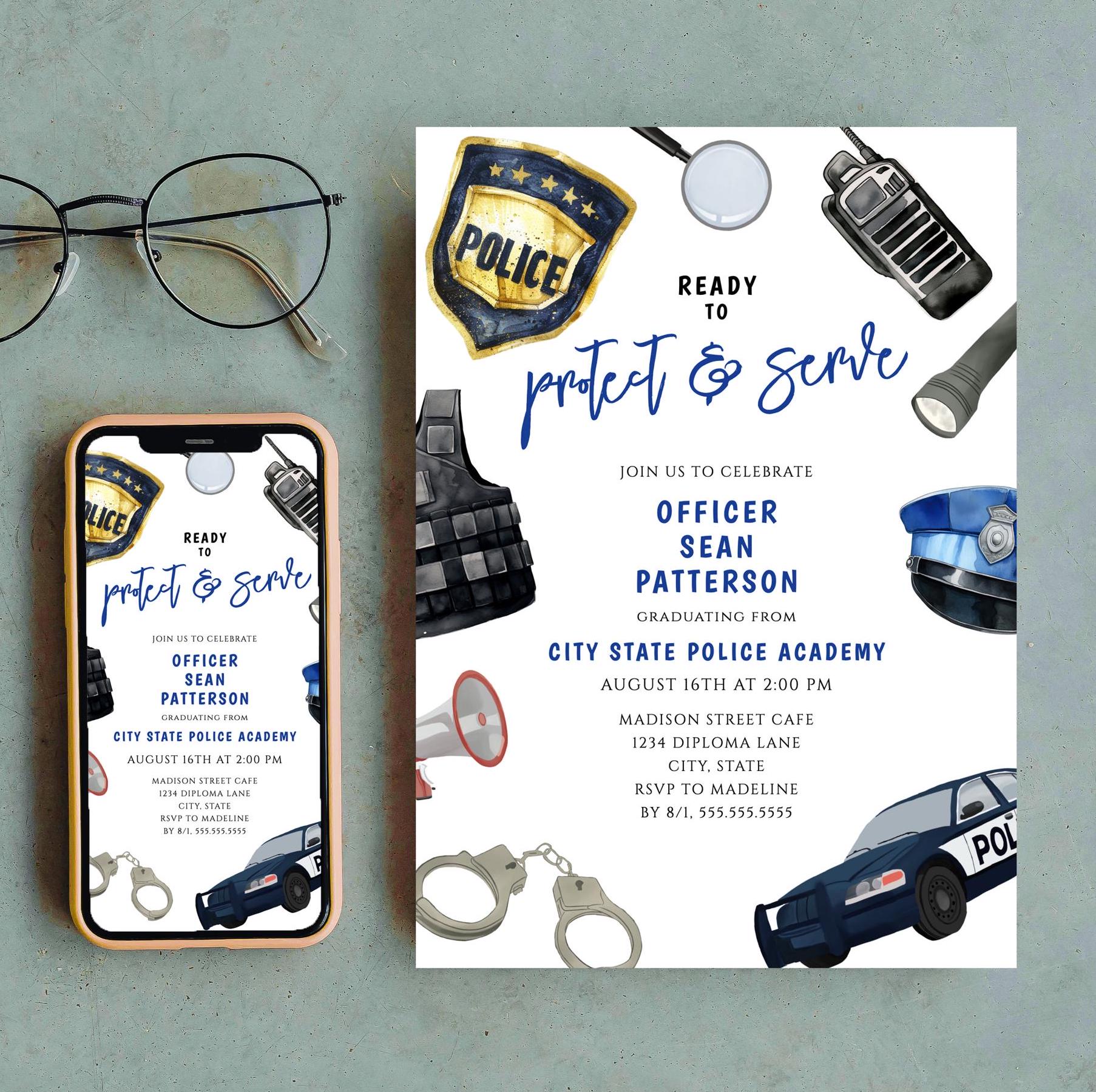 Police Graduation Party Invitation, Police Officer Graduation ...