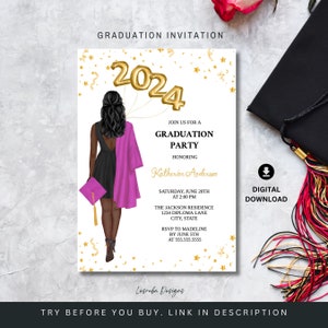 Graduation Invitation, Girl Female Graduation Party Invitation, College ...