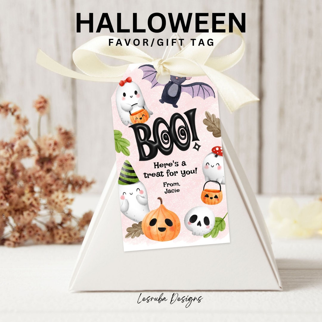 Editable Halloween Gift Tag, Printable Ghost Halloween Favor Tags, - Etsy