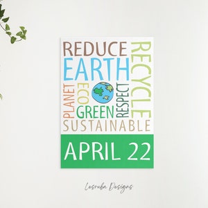 Earth Day Poster, Earth Day Printable Wall Art, Earth Day School ...