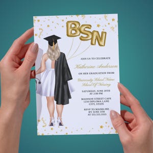 BSN Nurse Graduation Invitation, Nursing School Graduation Invitation ...