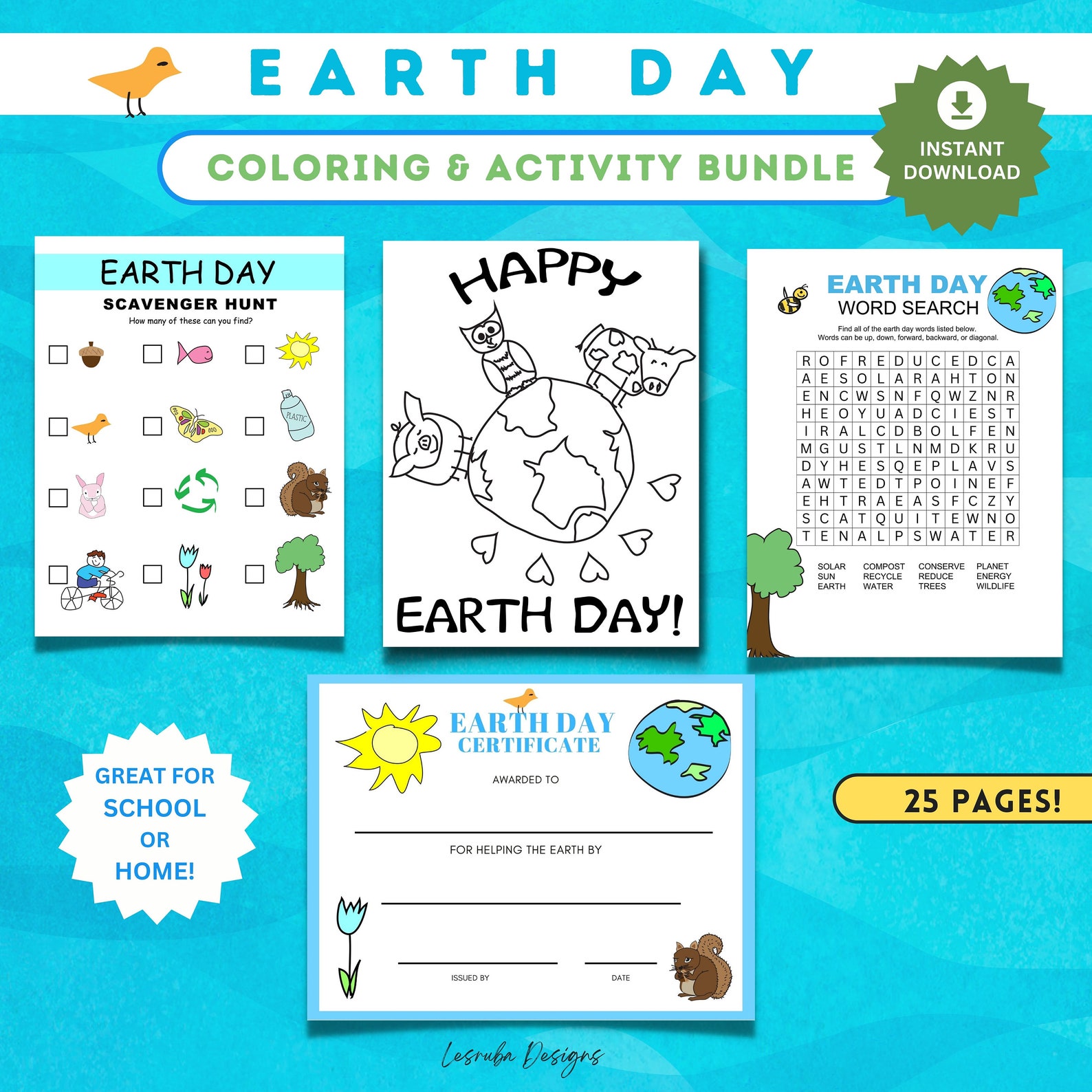 Earth Day Coloring Pages, Kids Earth Day Color Sheets, Earth Day ...