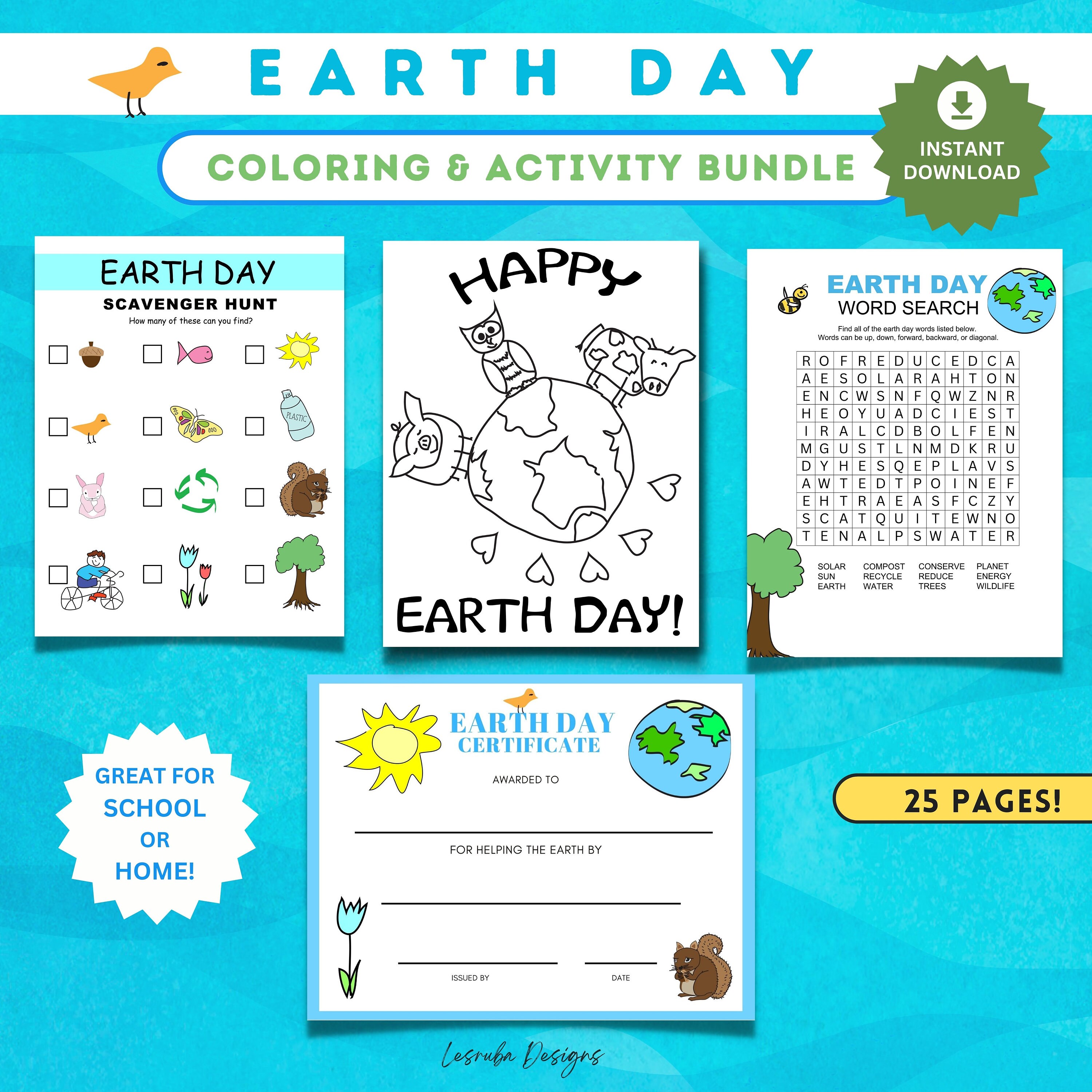 Earth Day Coloring Pages, Kids Earth Day Color Sheets, Earth Day ...
