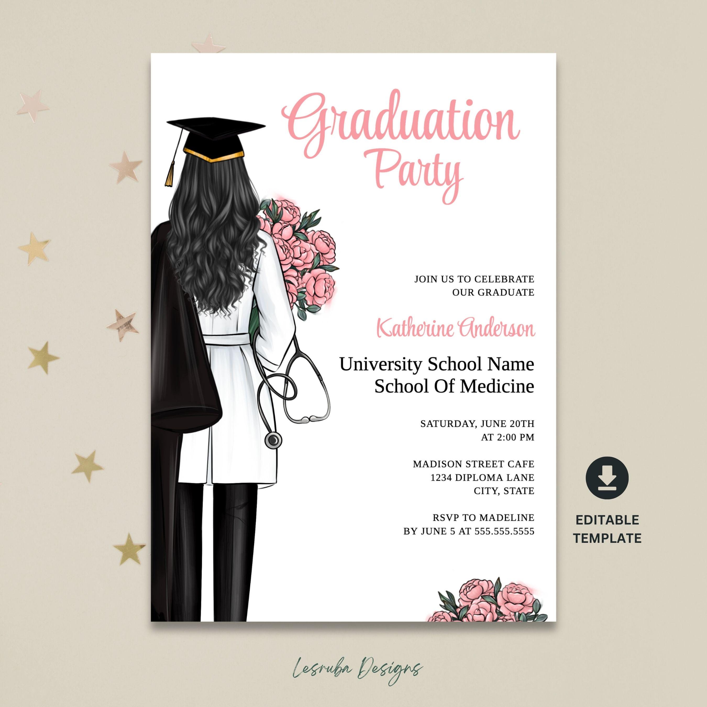 Medical School Graduation Invitation, Doctor of Medicine MD Graduation ...