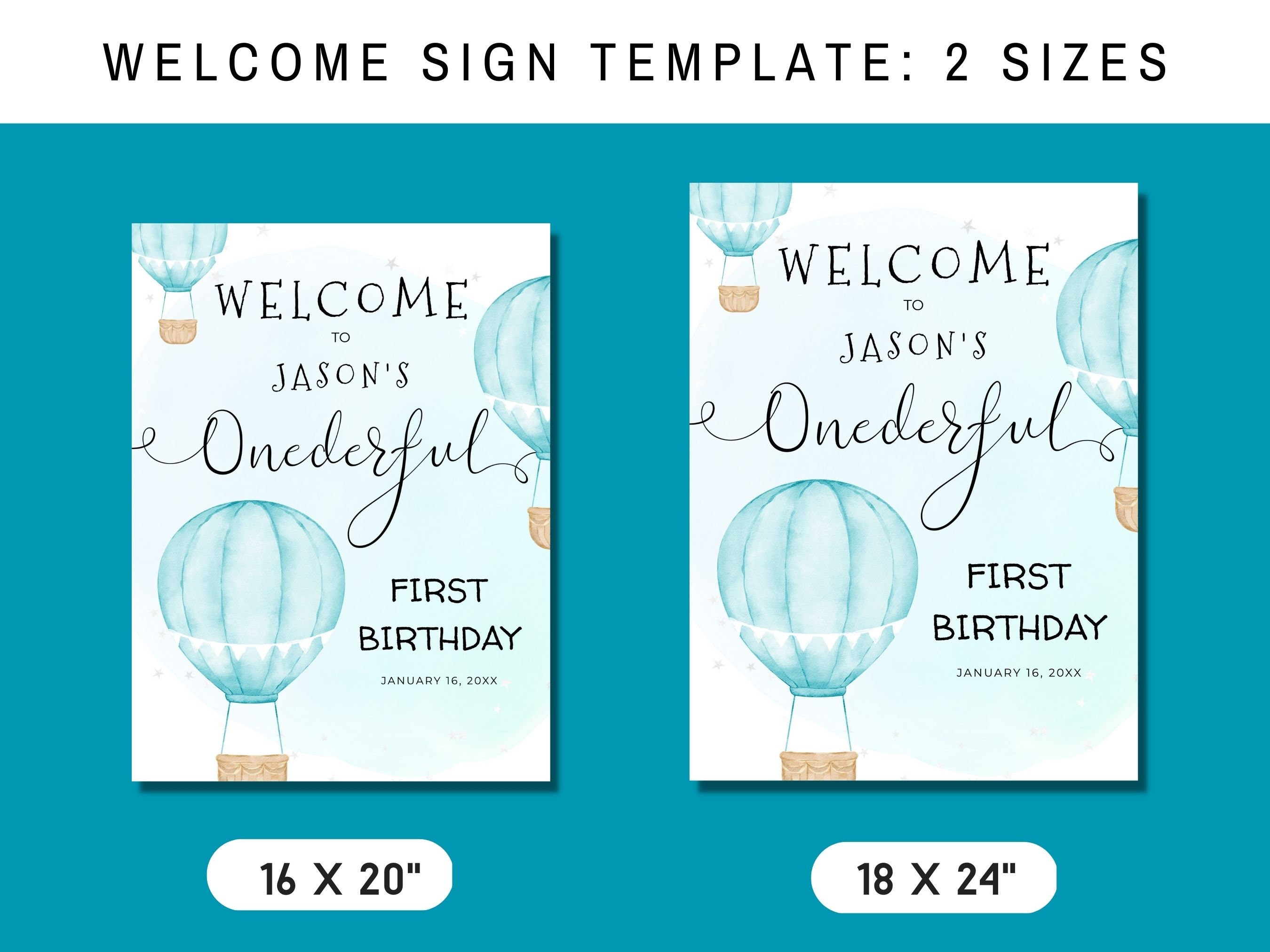 Boys 1st Birthday Welcome Poster Onederful World Birthday Sign First ...