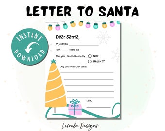 Printable Christmas Letter to Santa Easy to Print Santa Christmas Wish ...