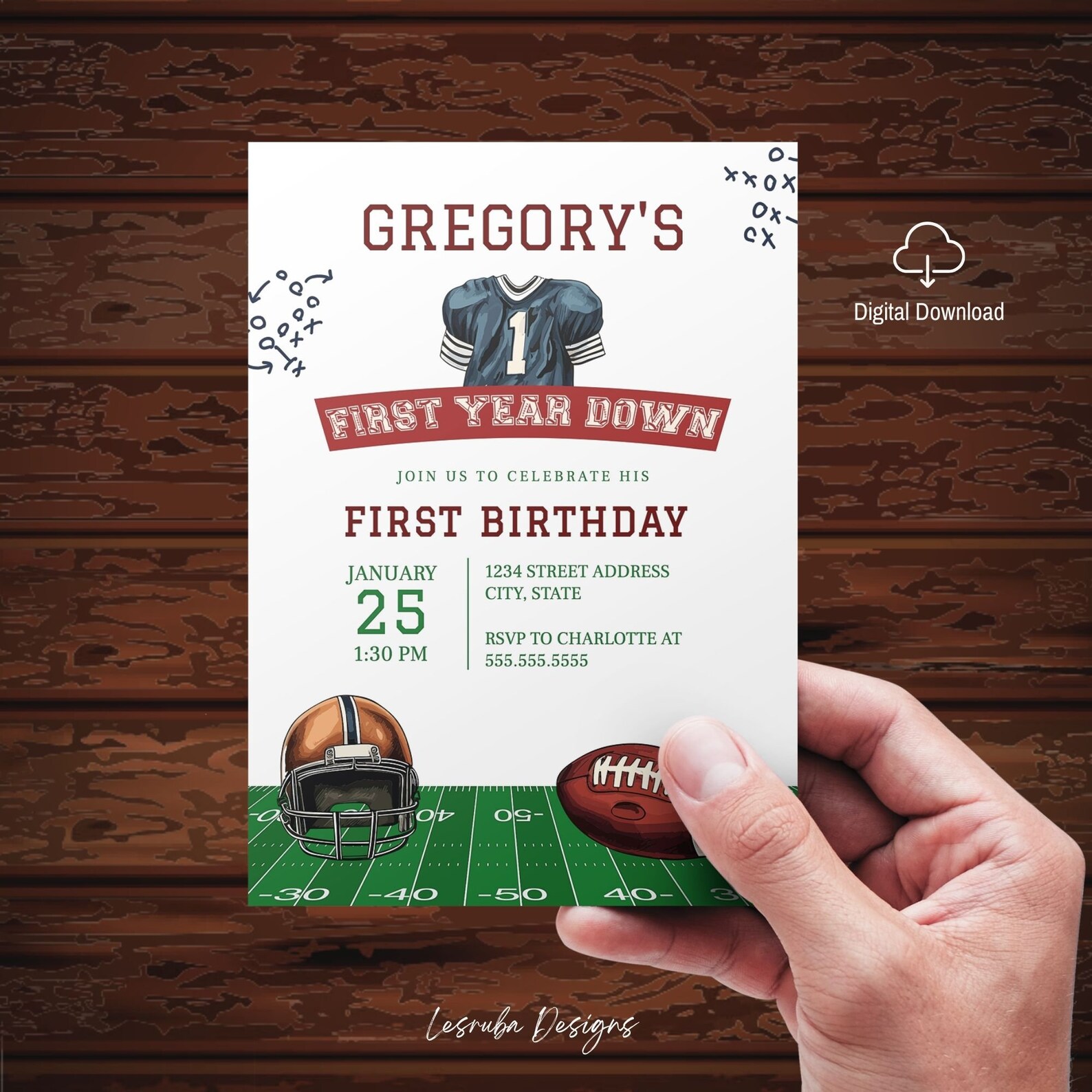 Football First Birthday Invitation, Editable 1st Birthday Invite, First ...