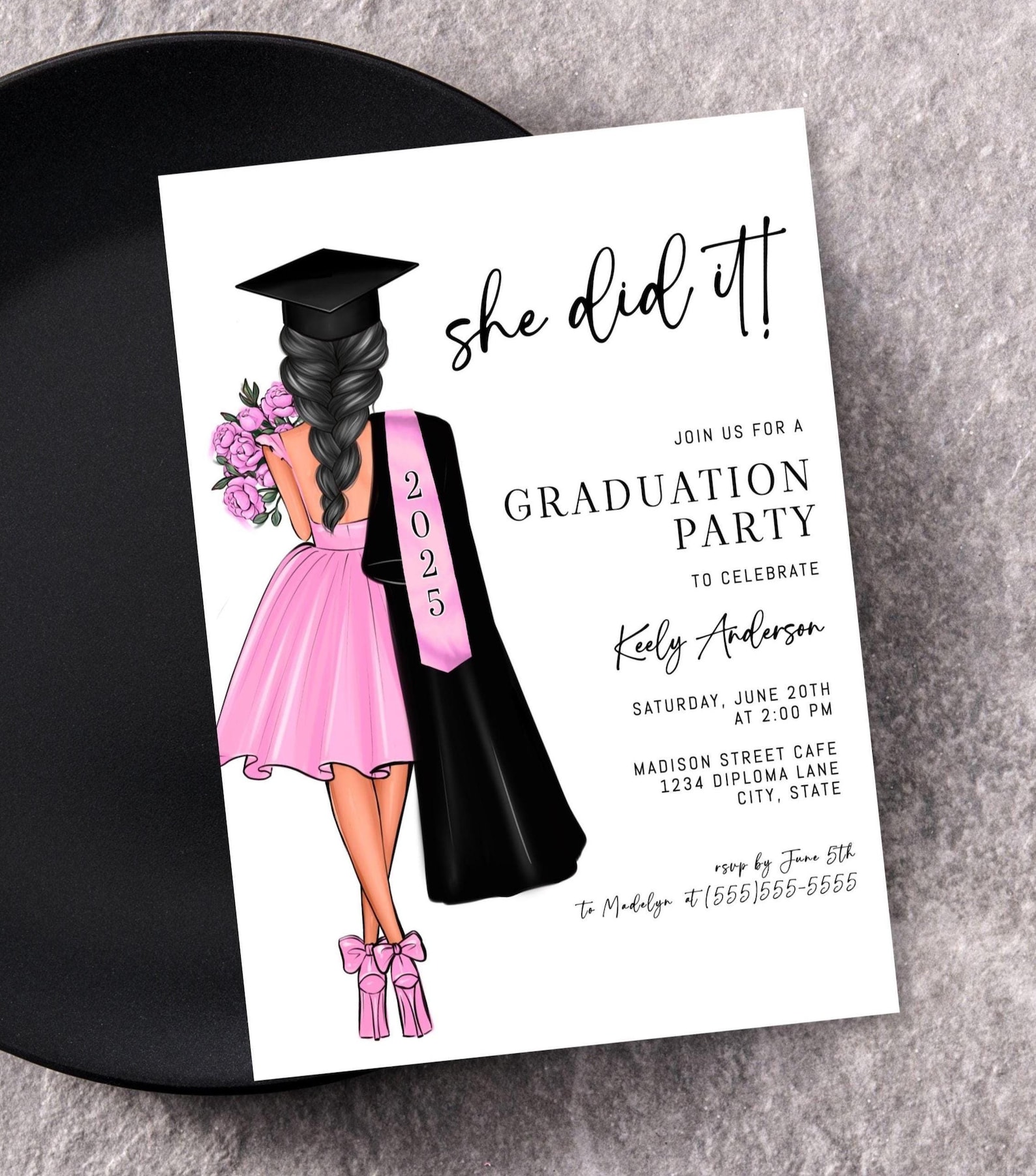She Did It Graduation Party Invitation, Editable Template Graduation ...
