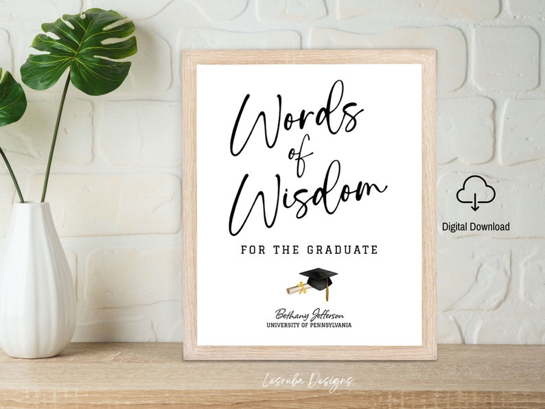 Graduation Advice Card Template Words of Wisdom for Grads Graduation ...