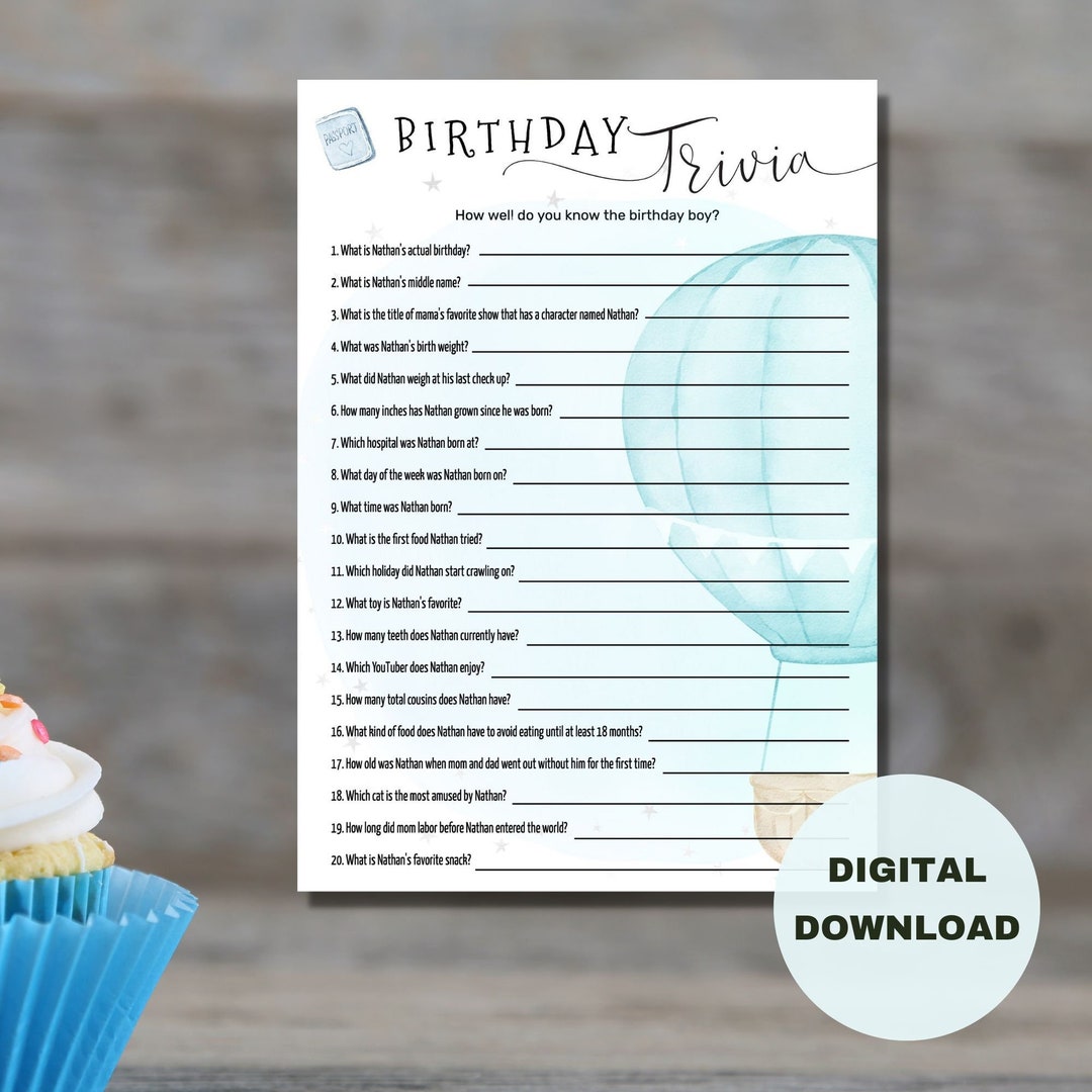 First Birthday Trivia Game, Onederful World, 1st Birthday Games ...