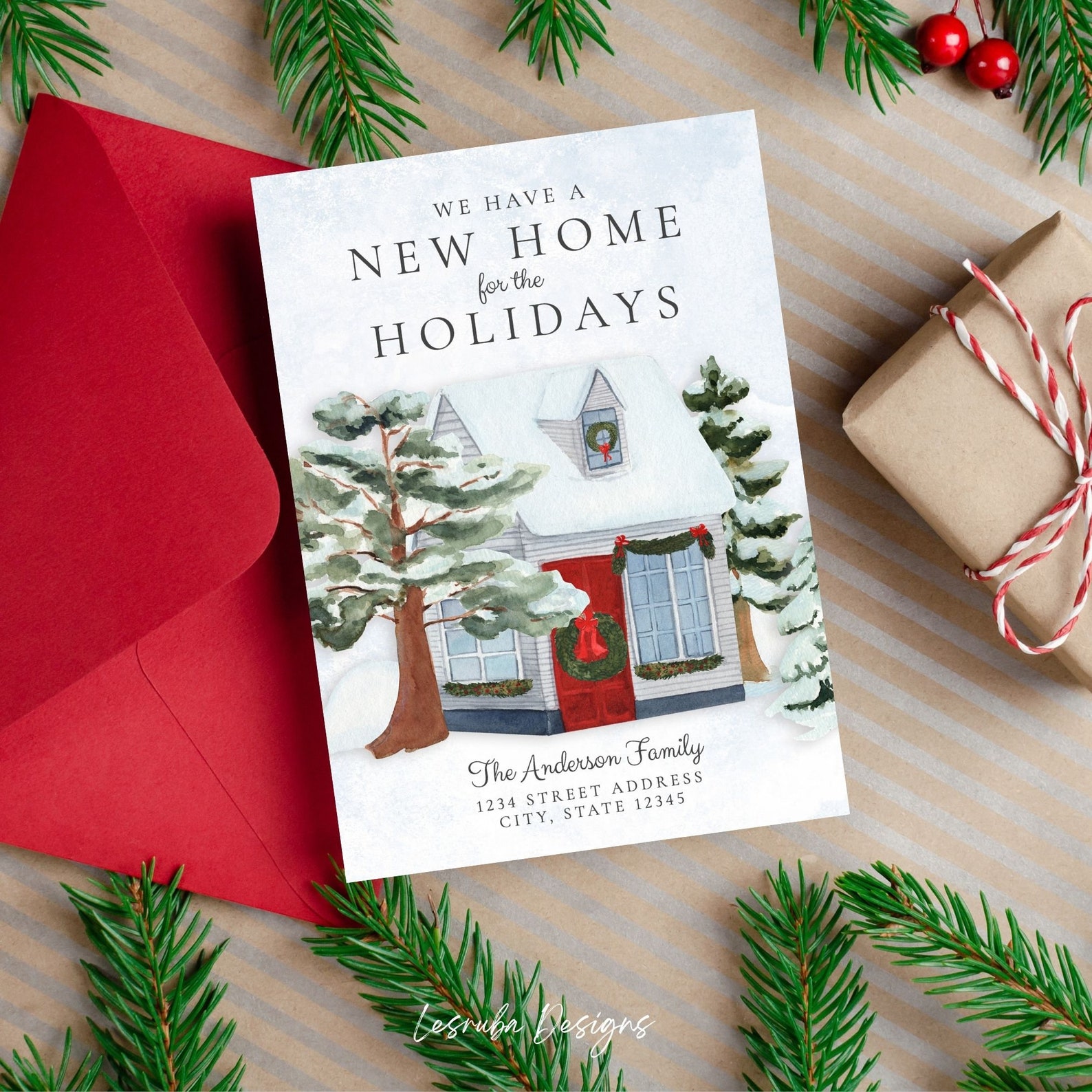 Editable Moving Announcement Christmas Card, We've Moved Holiday Card ...