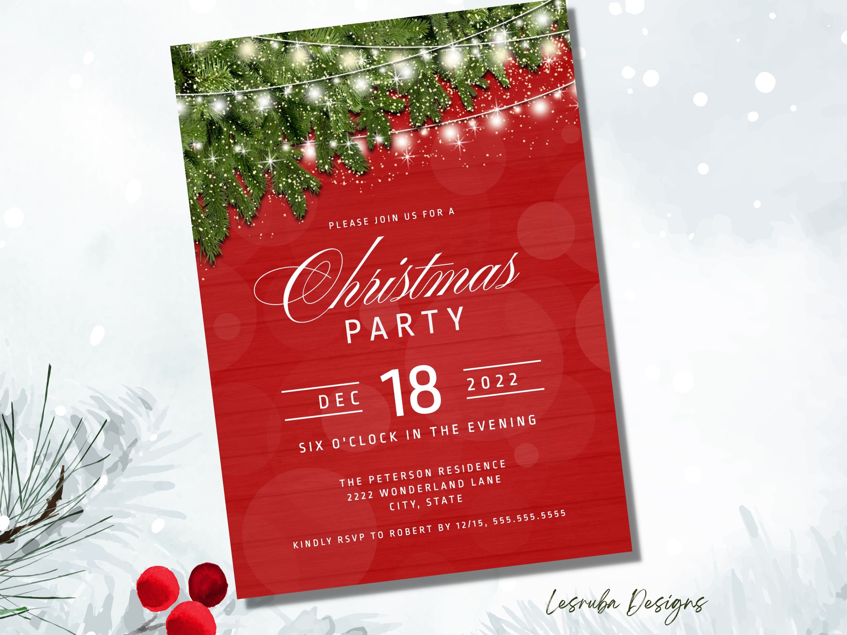 EDITABLE Christmas Party Invitation Template, Christmas Invitation ...