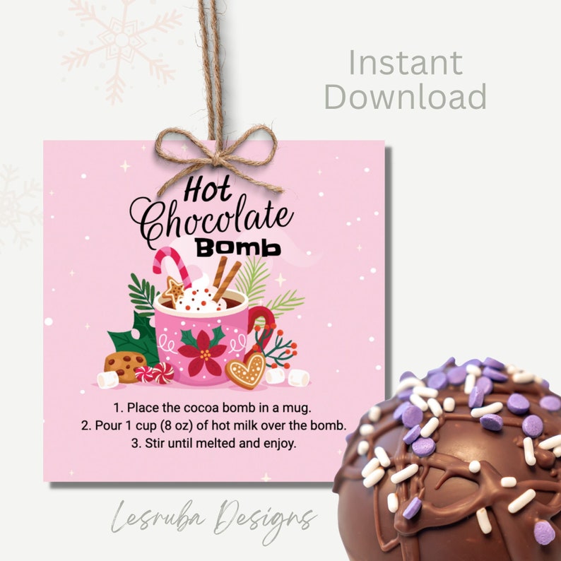 Printable Hot Cocoa Bomb Tag Holiday Hot Chocolate Bomb - Etsy