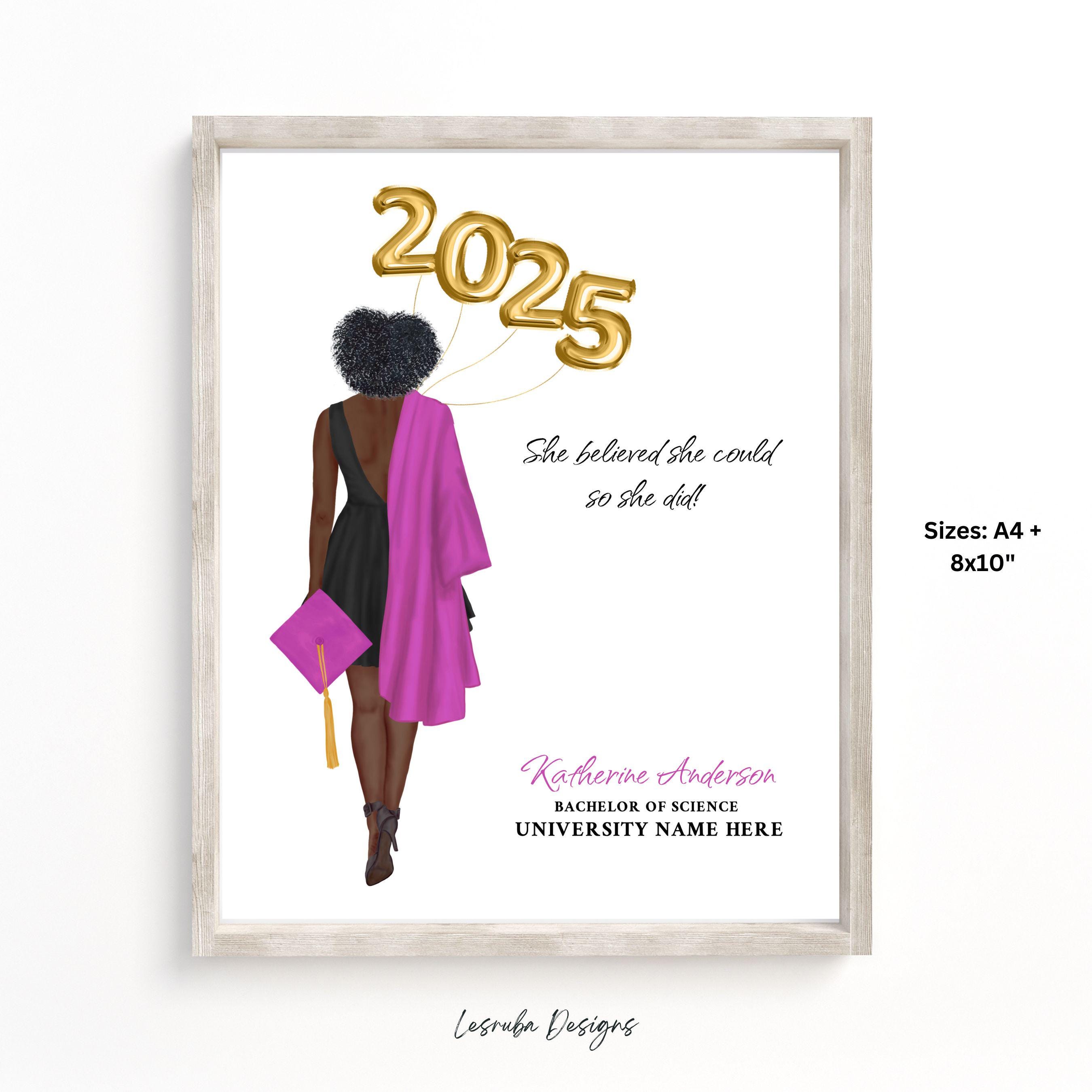 Female Graduation Print, Personalized Graduation Gift, She Believed She ...